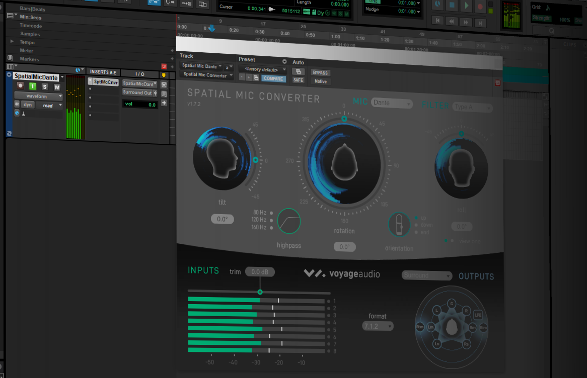 Pro Tools with Spatial Mic Dante - Voyage Audio